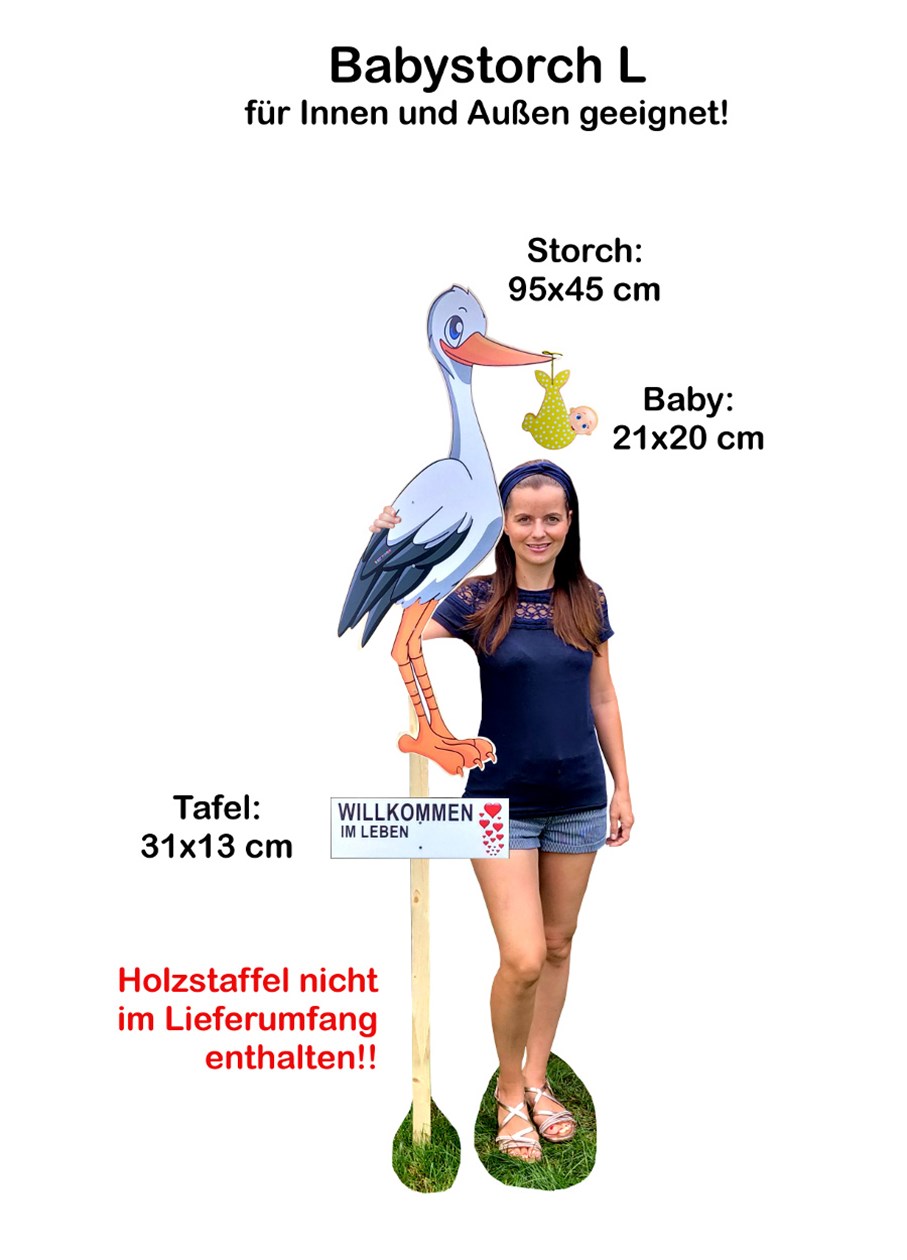 Baby Storch aus Holz zur Geburt - süßen Klapperstorch zur Geburt aufstellen